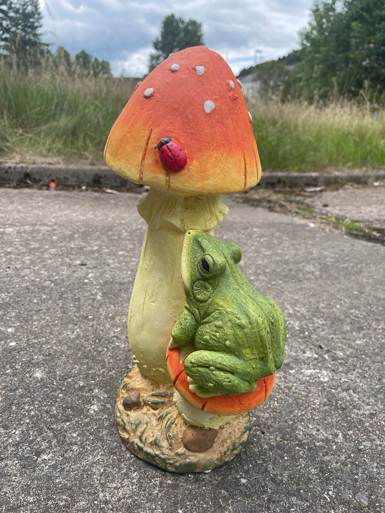 Toad on a Toadstool with Ladybird Garden Ornament – Comfortzone Home ...
